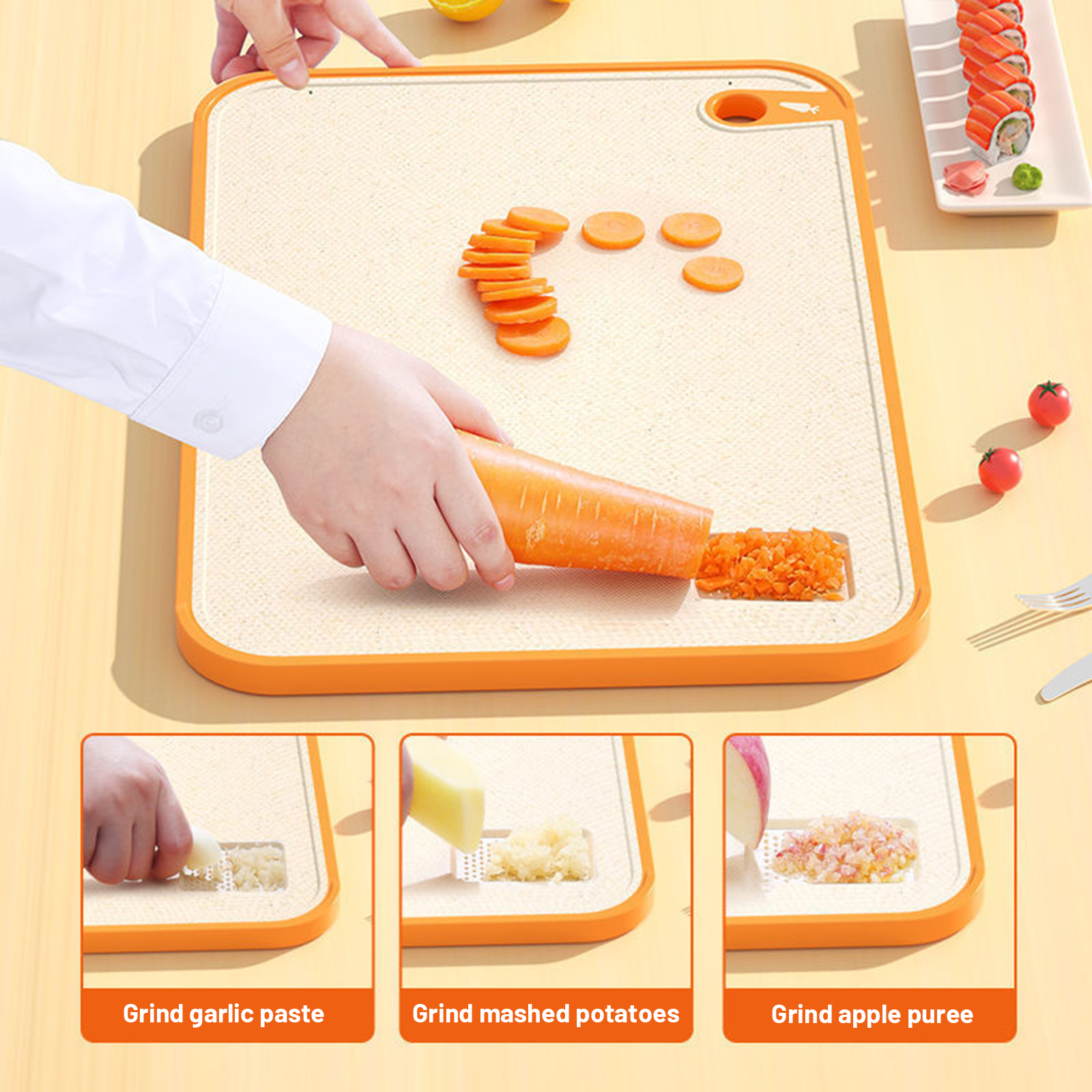 Wheat Straw Chopping Board / Antibacterial Reversible Cutting Board ...