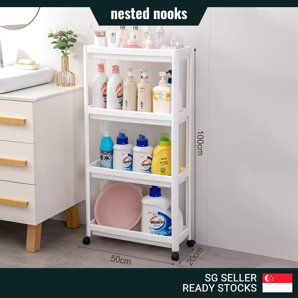 Slim Trolley with Wheels Kitchen Bathroom Storage Rack Narrow Gap ...