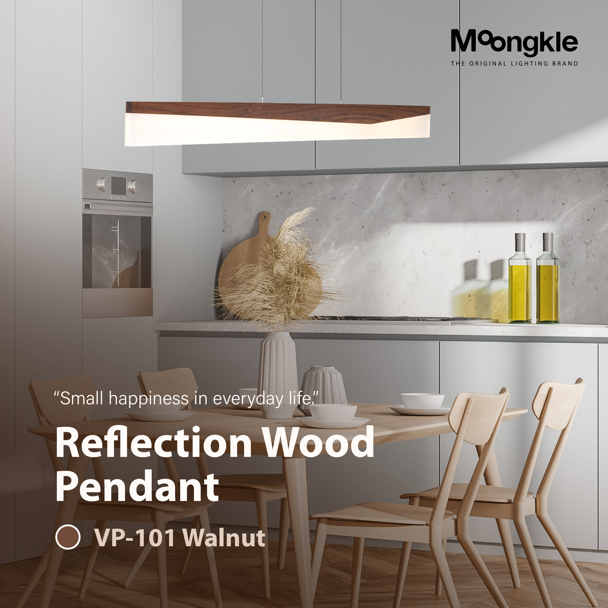 Moongkle-REFLECTION Wood Pendant Light Dining table Walnut Oak KOREA ...