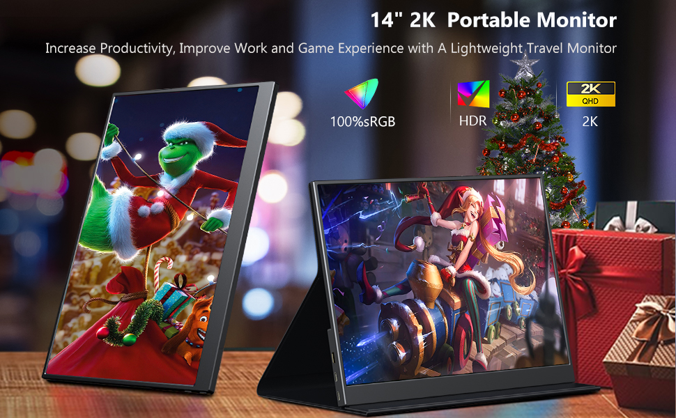 Zoomed_in 13.3'' 1080P/2K/3K IPS Portable Monitor USB3.0 Type-C/HDMI ...