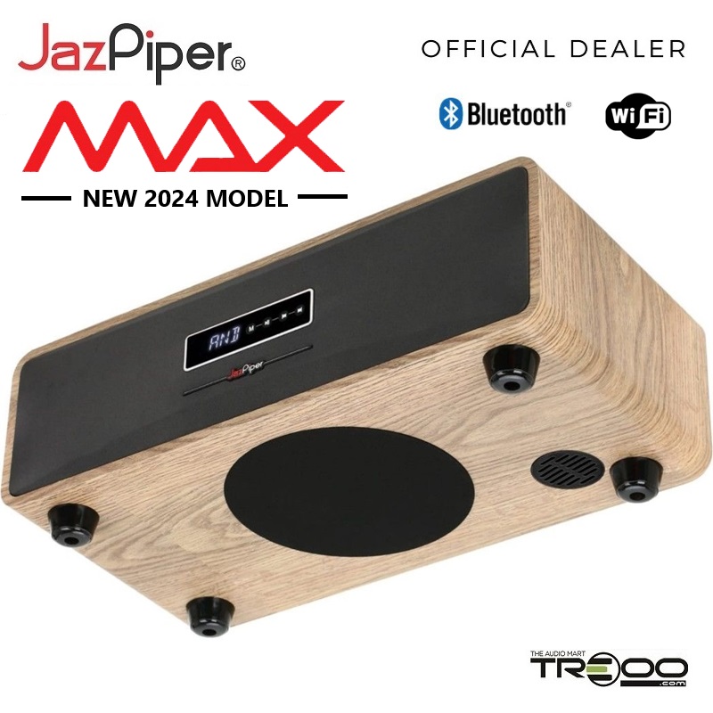 JazPiper MAX Wireless Bluetooth Desktop Speaker & Network Streaming Karaoke System w/ Dual Mics ...
