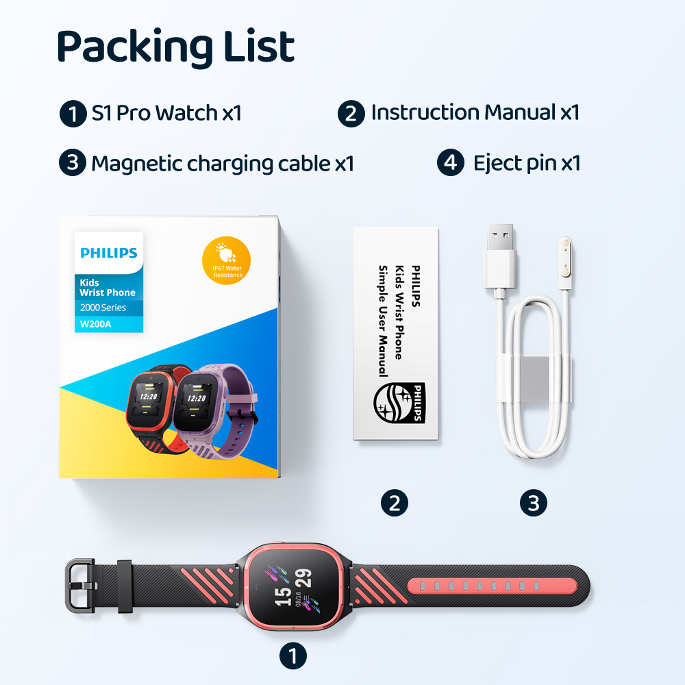 Philips S1 Pro Kids Smart Watch IP67 Waterproof Voice&Video calls GPS ...
