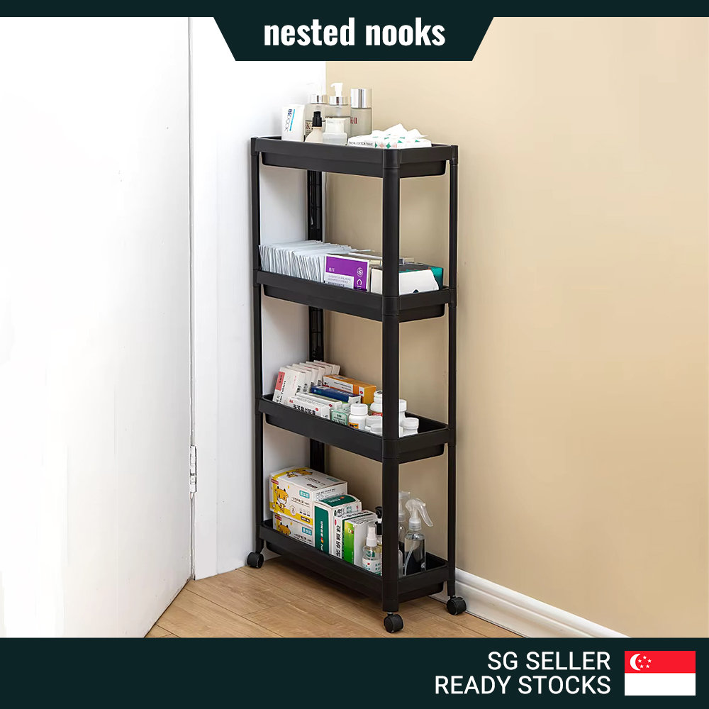 Slim Trolley with Wheels Kitchen Bathroom Storage Rack Narrow Gap ...