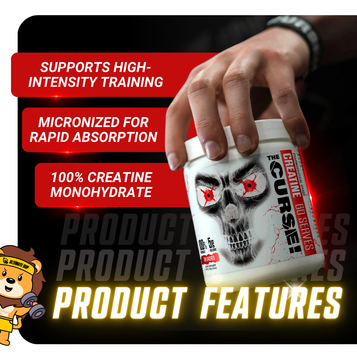 JNX The Curse, Pure Creatine Monohydrate, Enhanced Workout Performance ...