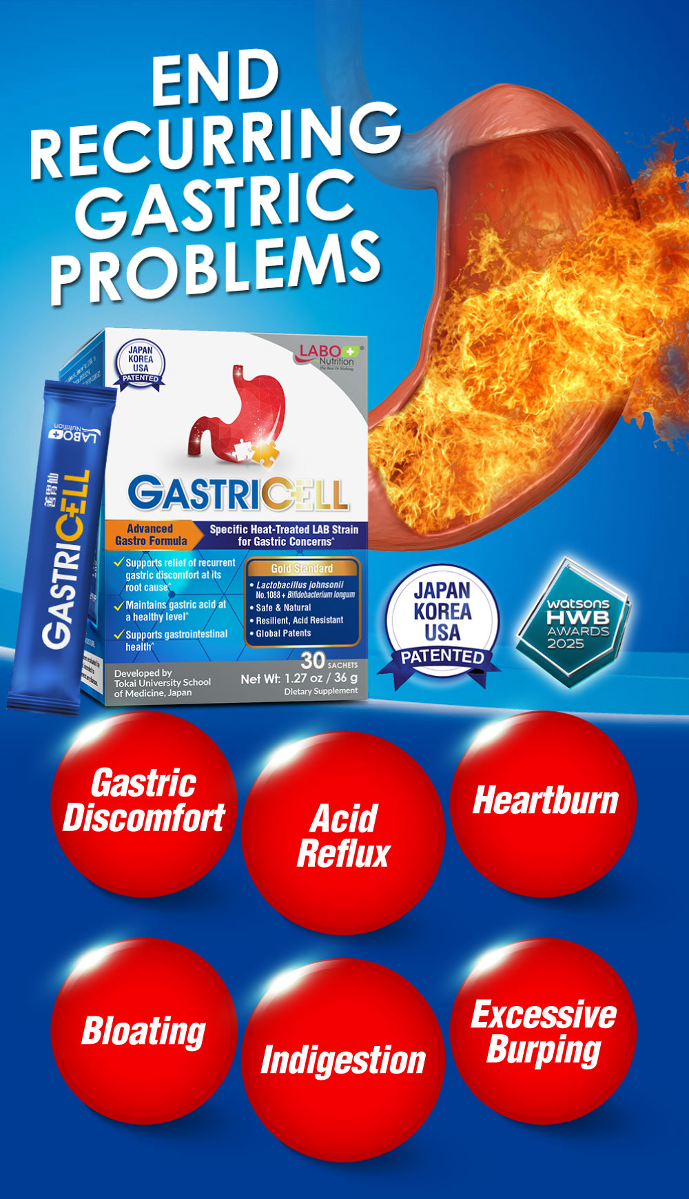[2 Boxes]LABO GastriCELL Sachets -End Gastric Symptoms - For Acid ...