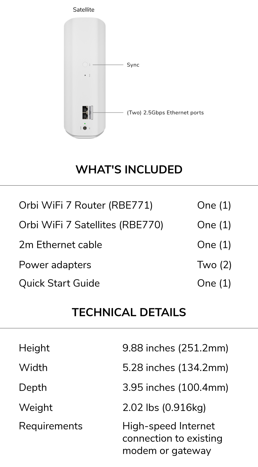 NETGEAR Orbi 770 (RBE772) WiFi 7 Mesh System: 2-Pack, Tri-Band, Up to ...