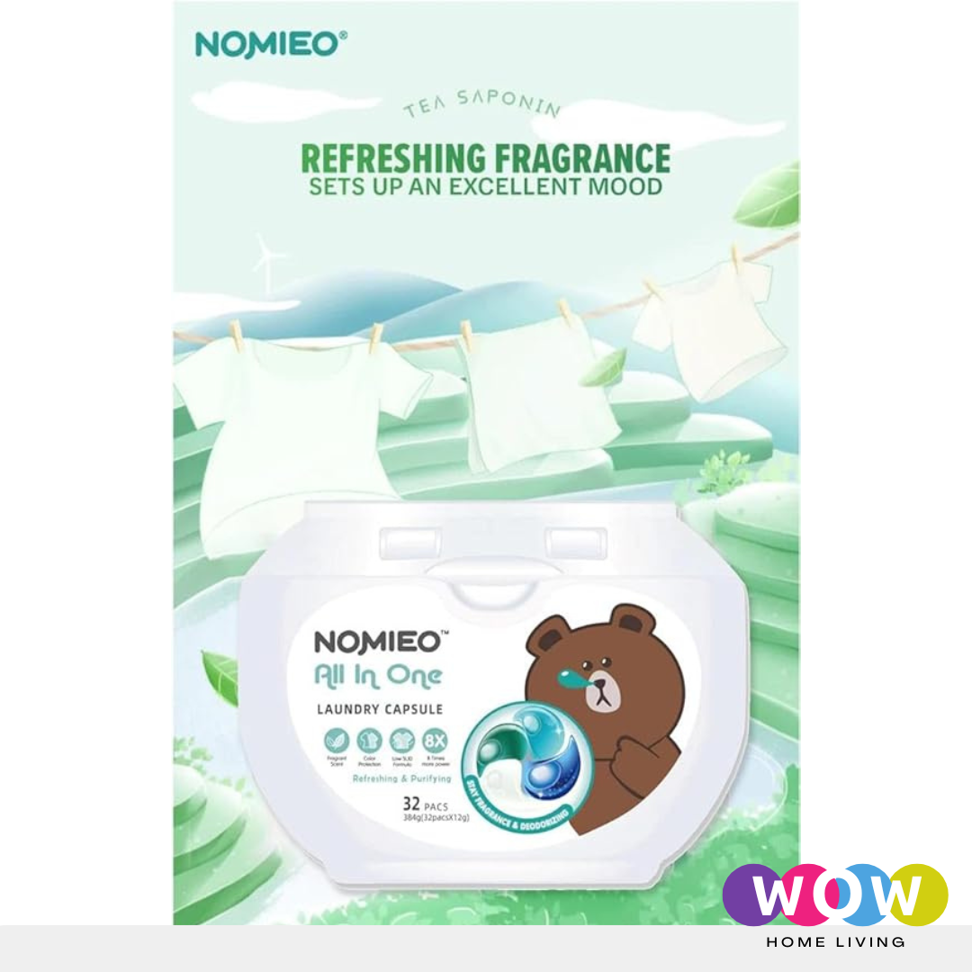 NOMIEO All in 1 Laundry Capsule colour protection low sud formula 8 ...