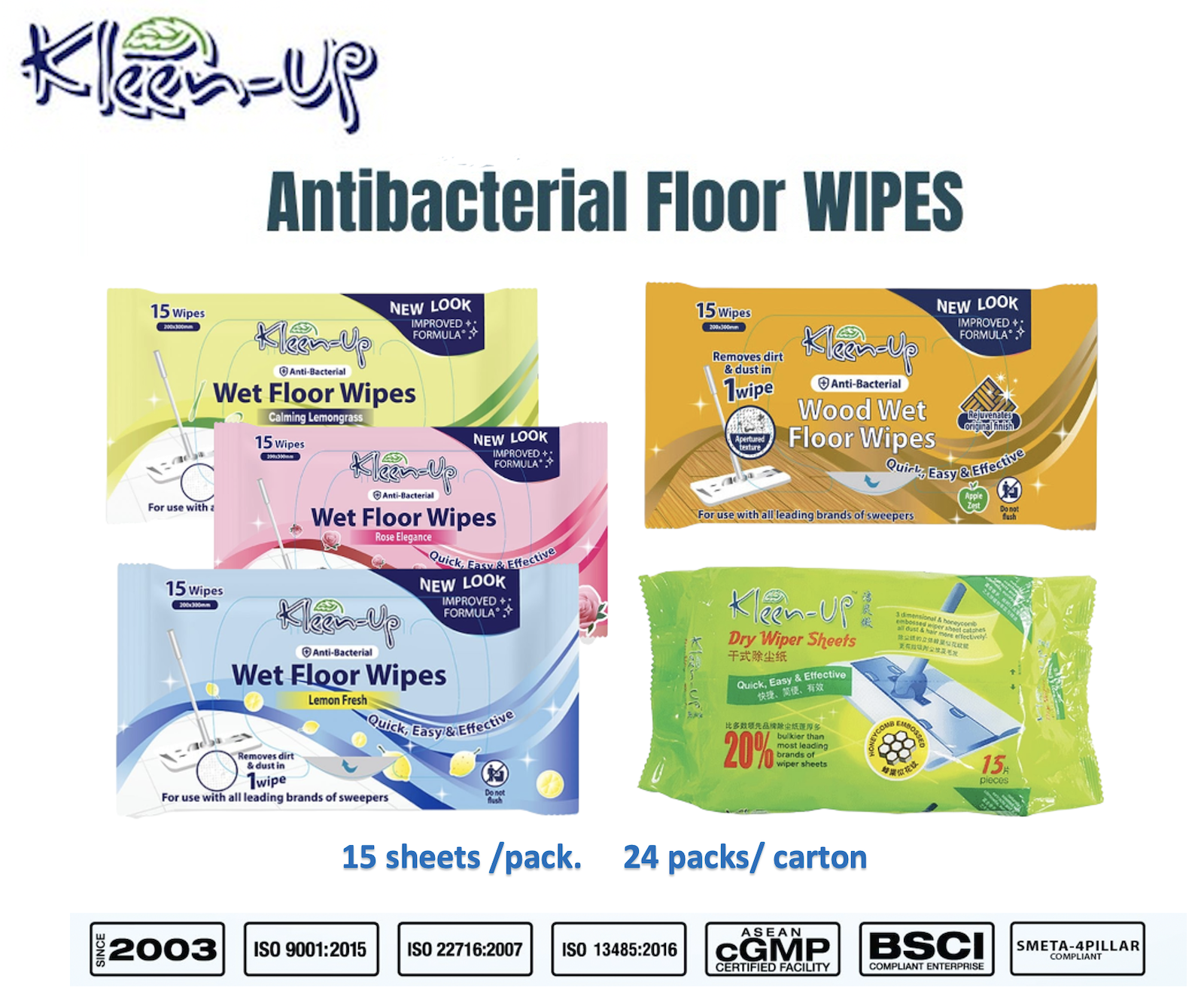 (KLEEN UP) Anti Bacterial Wet Floor WIPES * expiry 2027 | Shopee Singapore