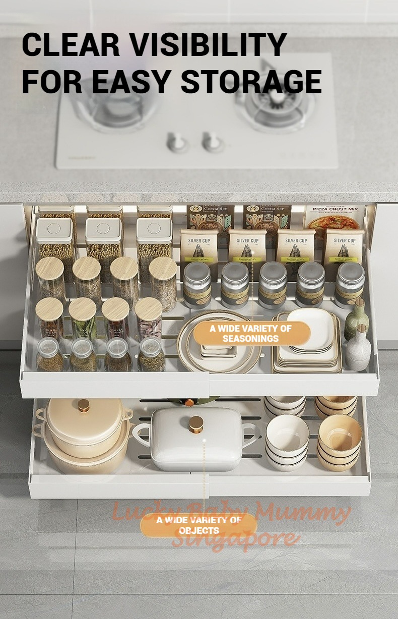 Extendable Pull- Out Drawer Organizer/ Kitchen Storage / Condiments ...
