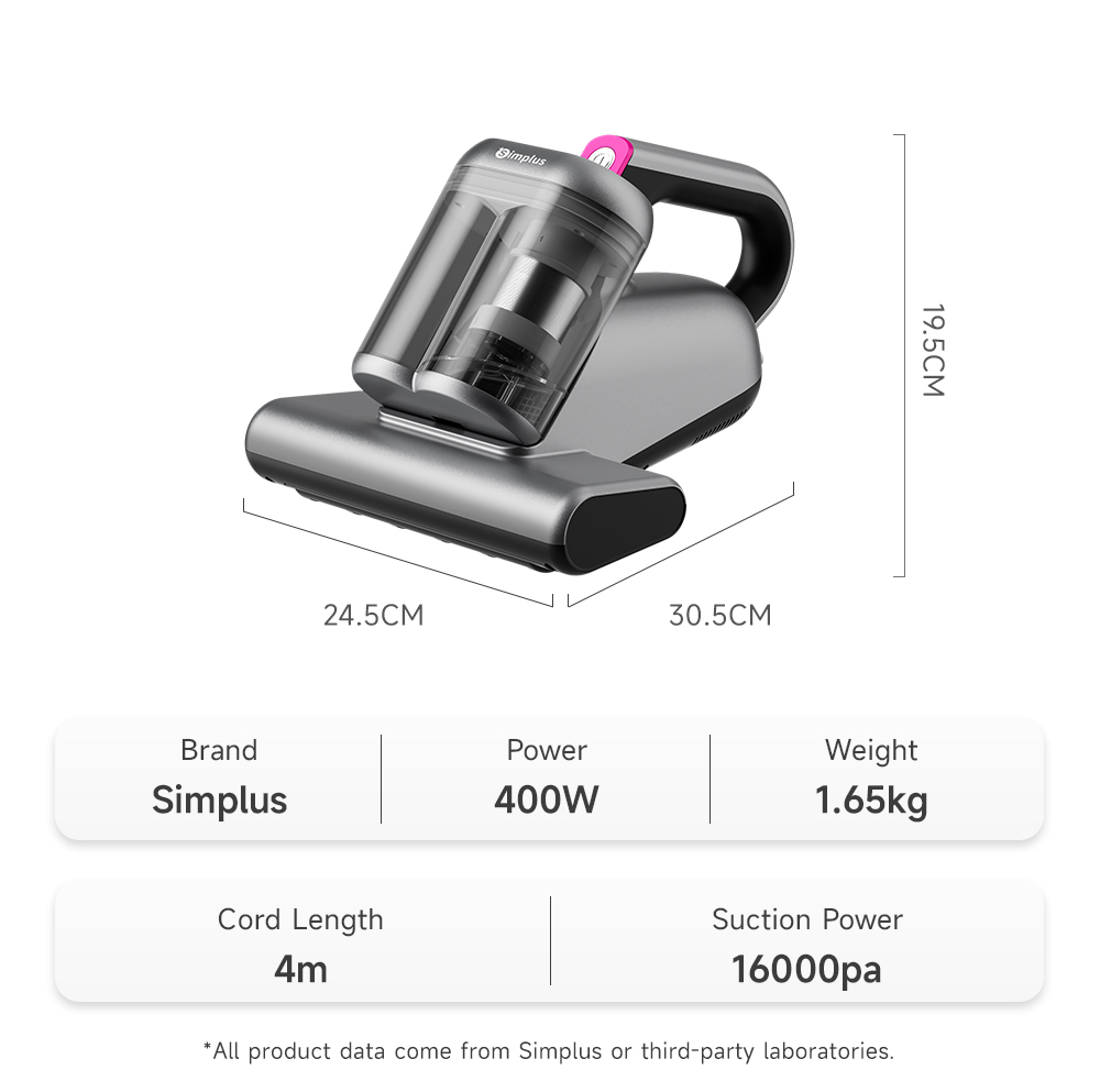 Simplus Dust Mite Vacuum Cleaner | UV Light | 55°C Hot Air Drying | 14 ...