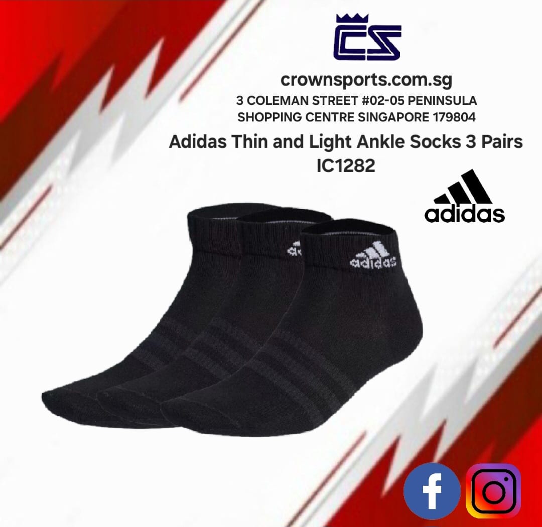 Adidas Thin and Light Ankle Socks 3 Pairs - IC1282 | Shopee Singapore