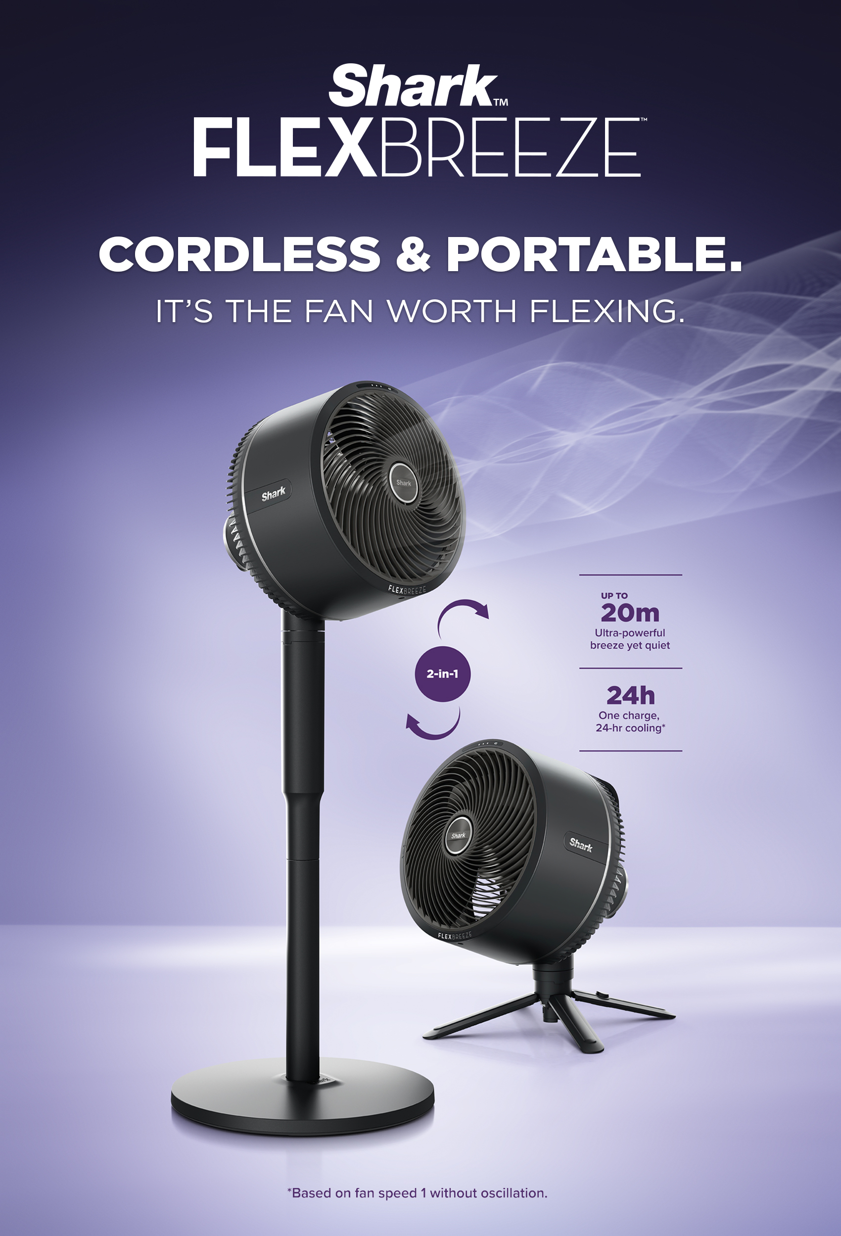 Shark FlexBreeze Cordless & Portable Fan / Standing & Pedestal / Table ...