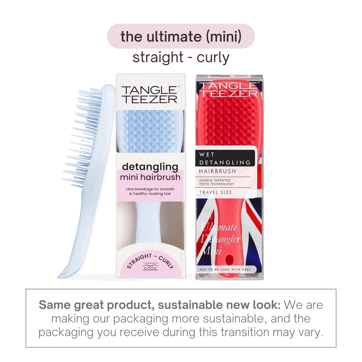 Tangle Teezer The Ultimate Detangler Mini Hairbrush, Straight & Curly ...