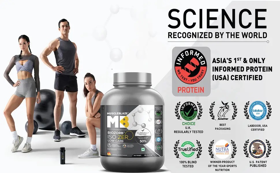 MuscleBlaze Biozorb Iso-Zero, Low Carb (Ice Cream Chocolate, 5lbs / 2 ...