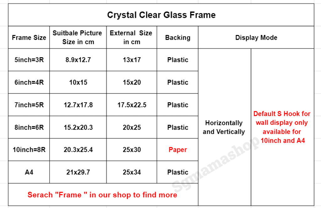 SG Stock Crystal Glass Photo Frame Wedding Photos Certificate Award ...