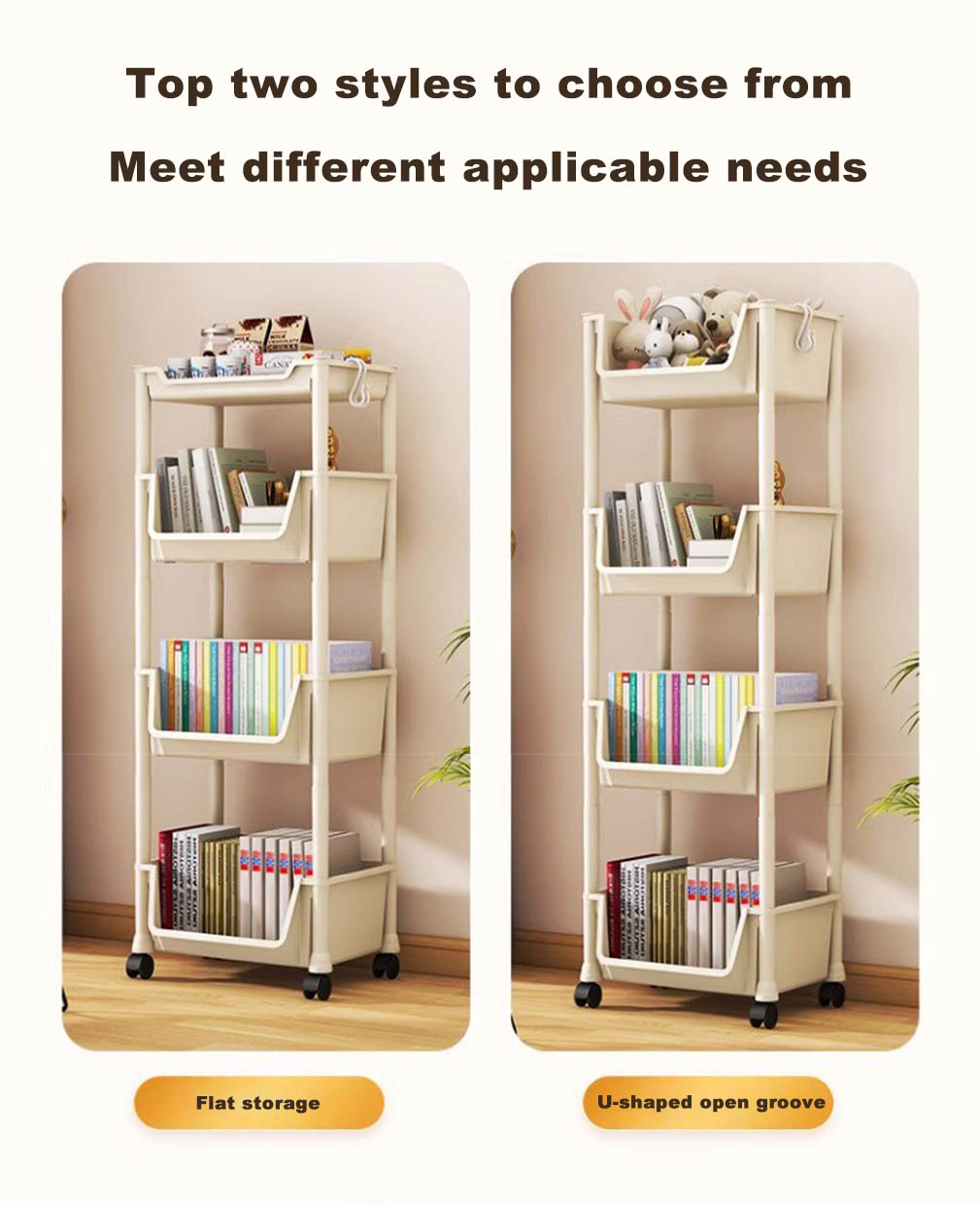 Salvo Multilayer Storage Trolley Rack Movable Bookshelves With Wheels ...