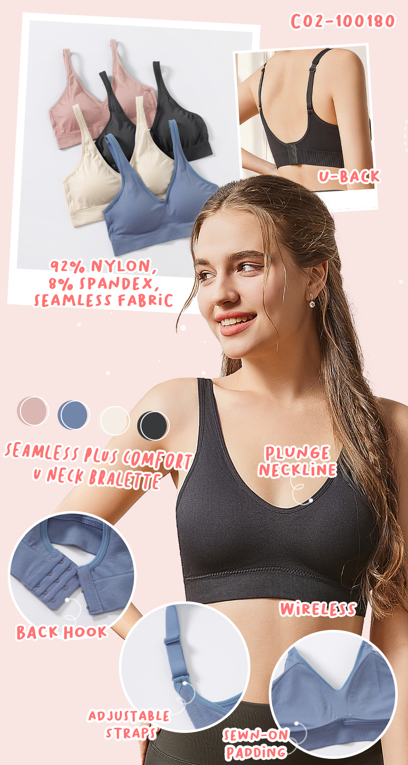 Young Hearts Young Curves Seamless Plus Comfort V-Neck Bralette with ...