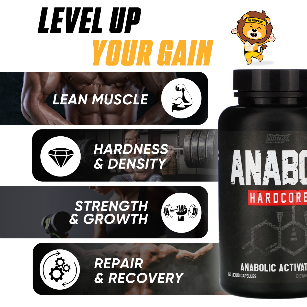 Nutrex Research, Anabol Hardcore To Build Muscle, Anabolic Activator ...