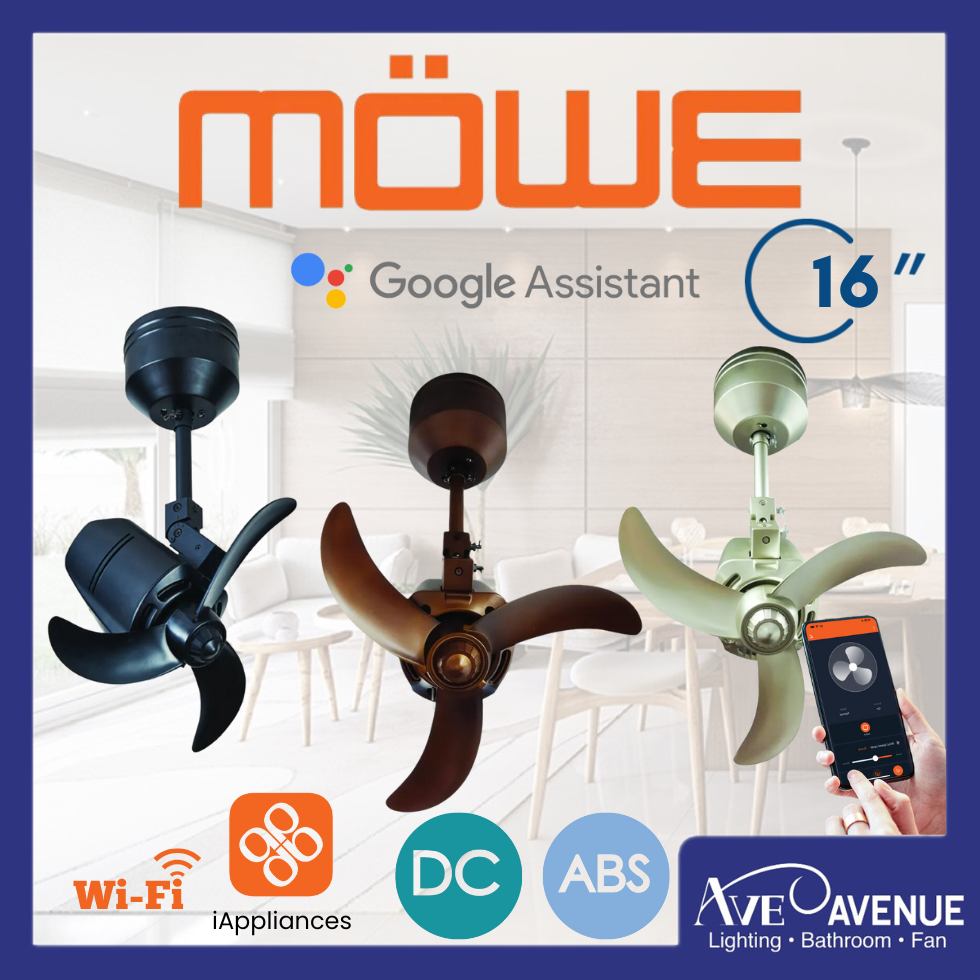 MOWE Atlas MW930F DC Smart WiFi Corner Fan 3 Blade 16 Inch and Remote ...