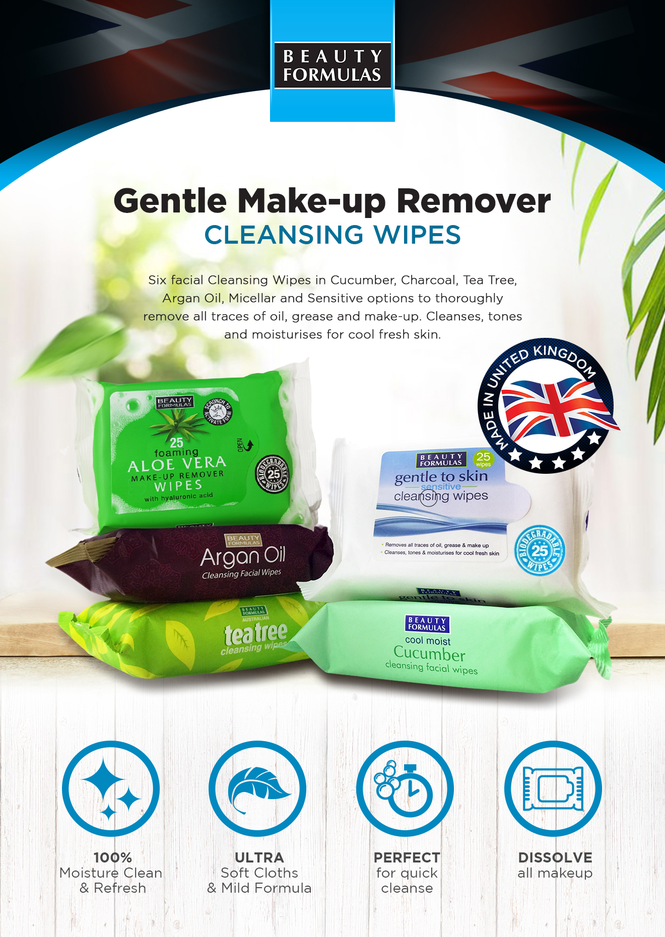  Bundle Set Beauty Formulas Make Up Remover Cleansing Facial Wipes 25s