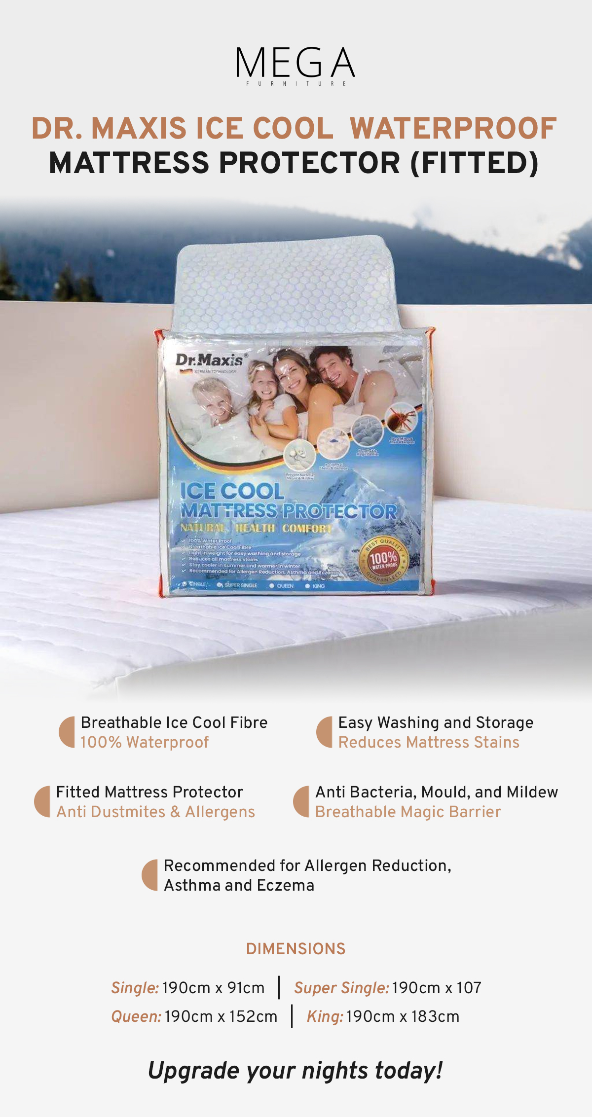 Dr. Maxis Ice Cool Waterproof Mattress Protector (Fitted) | Shopee ...