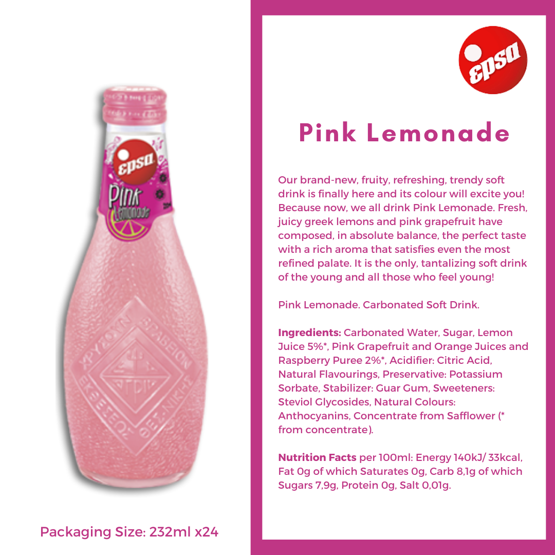 Epsa Greece Soda Drink Blood Orange Lemon Soda Orangeade | Pink ...