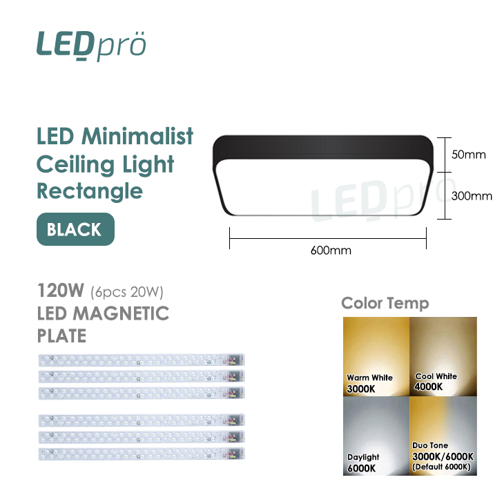 LED PRO LED Ceiling Light 600MM 60W/72W/96W/120W/140W Rectangle Ceiling ...