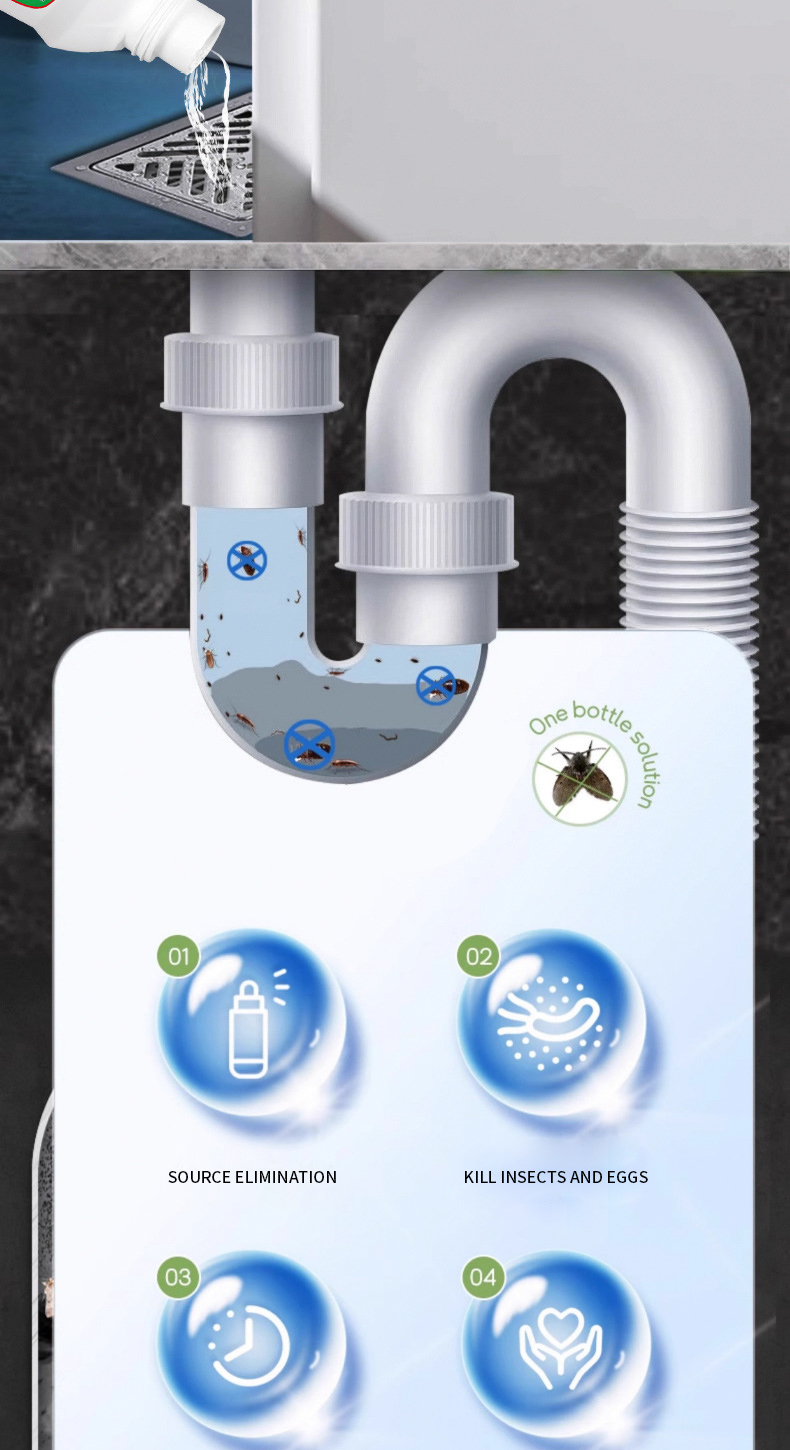 ⚡SG HOT SALE⚡500ml Sewer Insecticide Sewer Flying Insects Kitchen ...