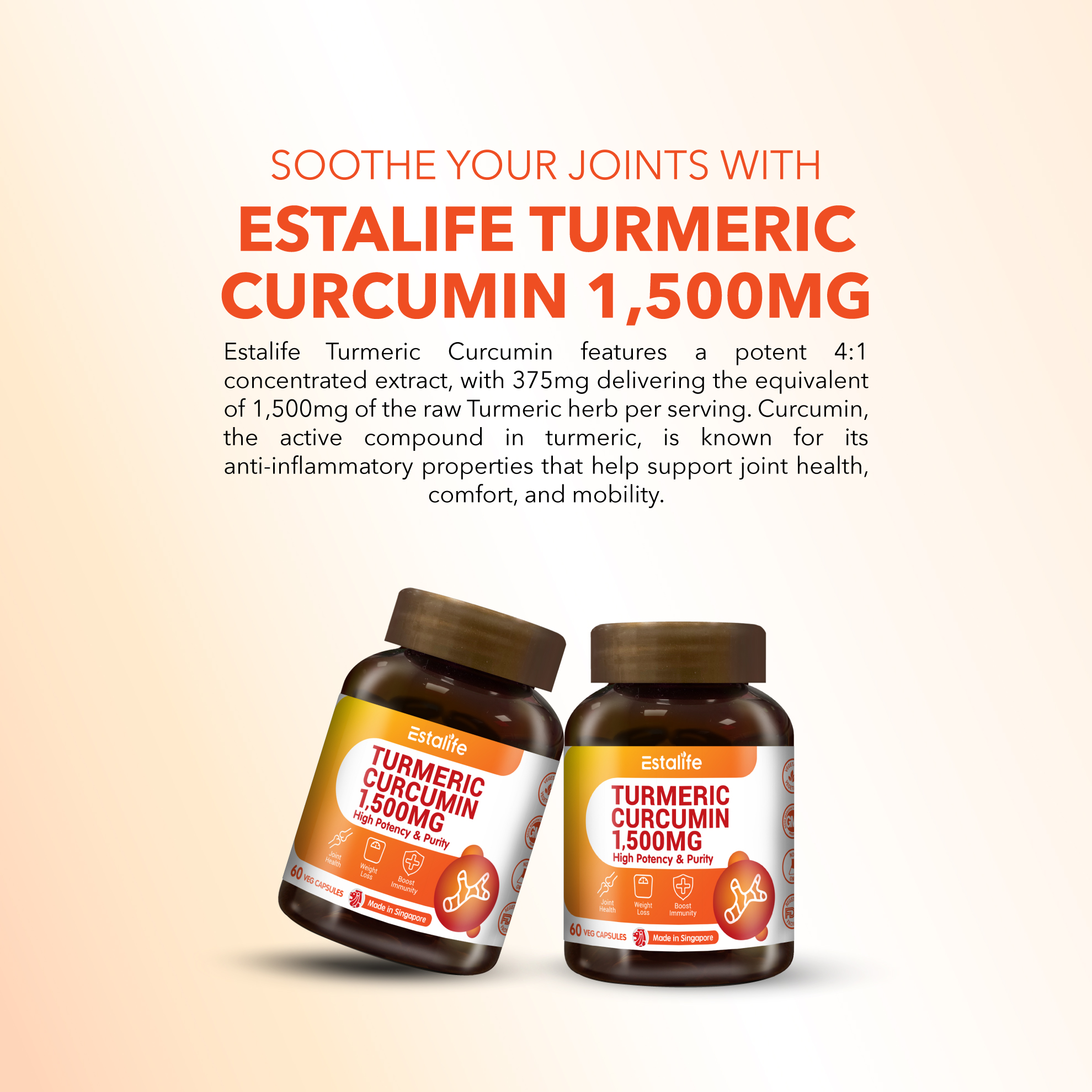[NEW] Estalife Turmeric Curcumin 1500MG | Joint Pain | Boost Immunity ...