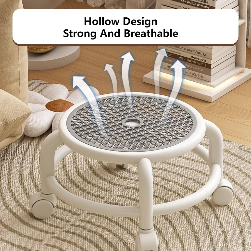 [SG Stock] 360° Mobile Wheels Chair Round Stool Small Stool Living Room ...