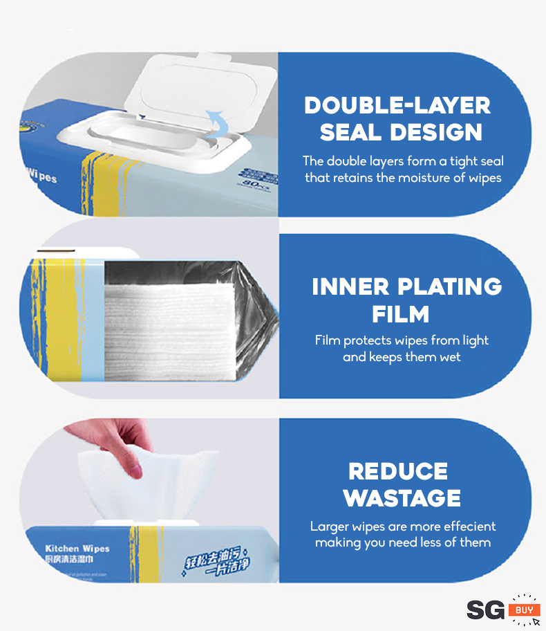 EXTRA LARGE 80 Pc Disposable Kitchen Wet Wipes Paper Tissue Extra Large ...