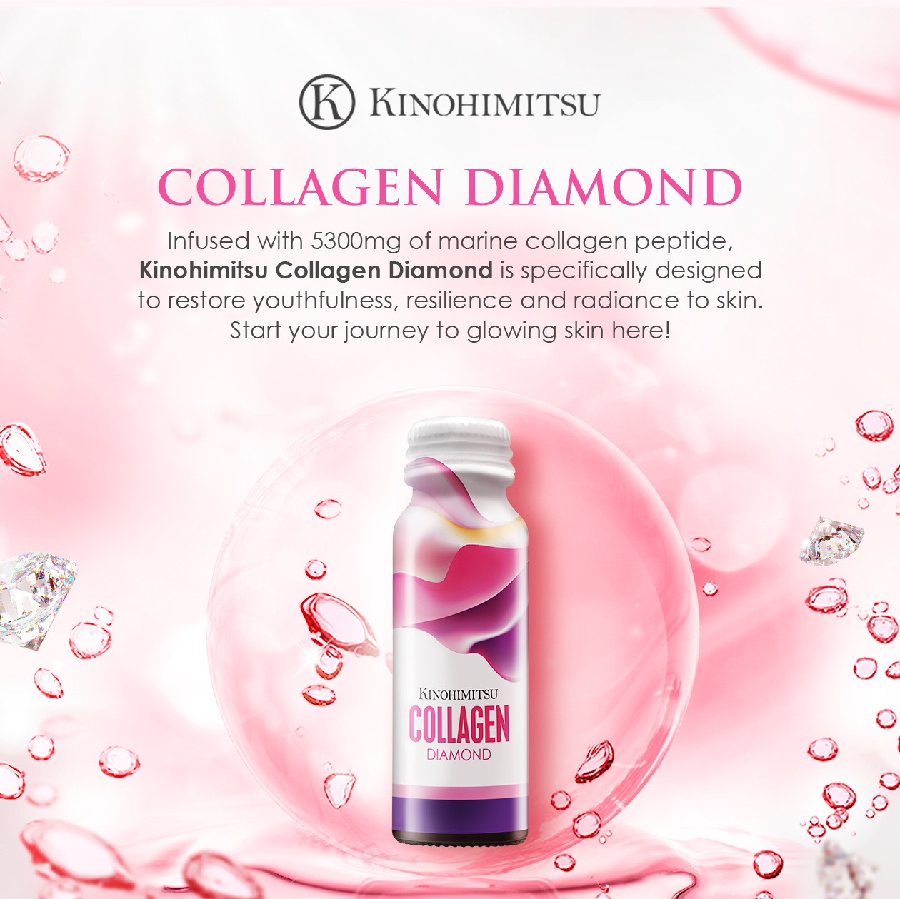 [60 Bottles] Kinohimitsu Collagen Diamond 5300mg Inner Beauty ...