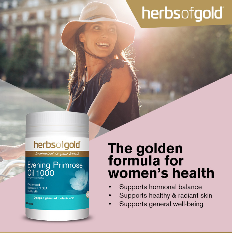 Herbs of Gold Evening Primrose Oil 1000mg 100s (EXP 04-2027) - Relieve ...