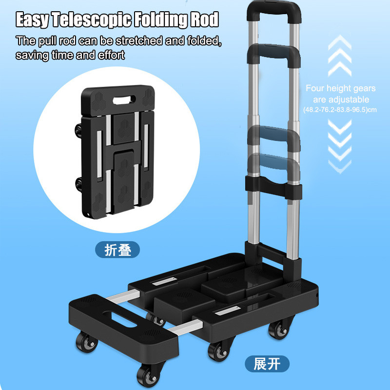 Folding Handcart 300KG Luggage Cart Large Capacity 6-wheel Portable ...