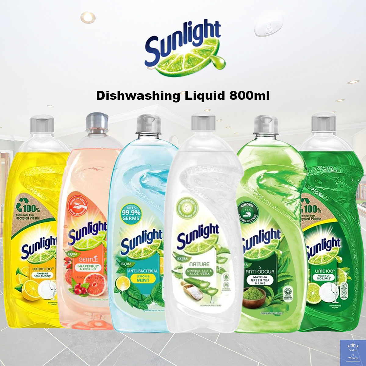 Sunlight Dishwashing Detergent Liquid Extra Anti-Bac / Nature / Gentle ...