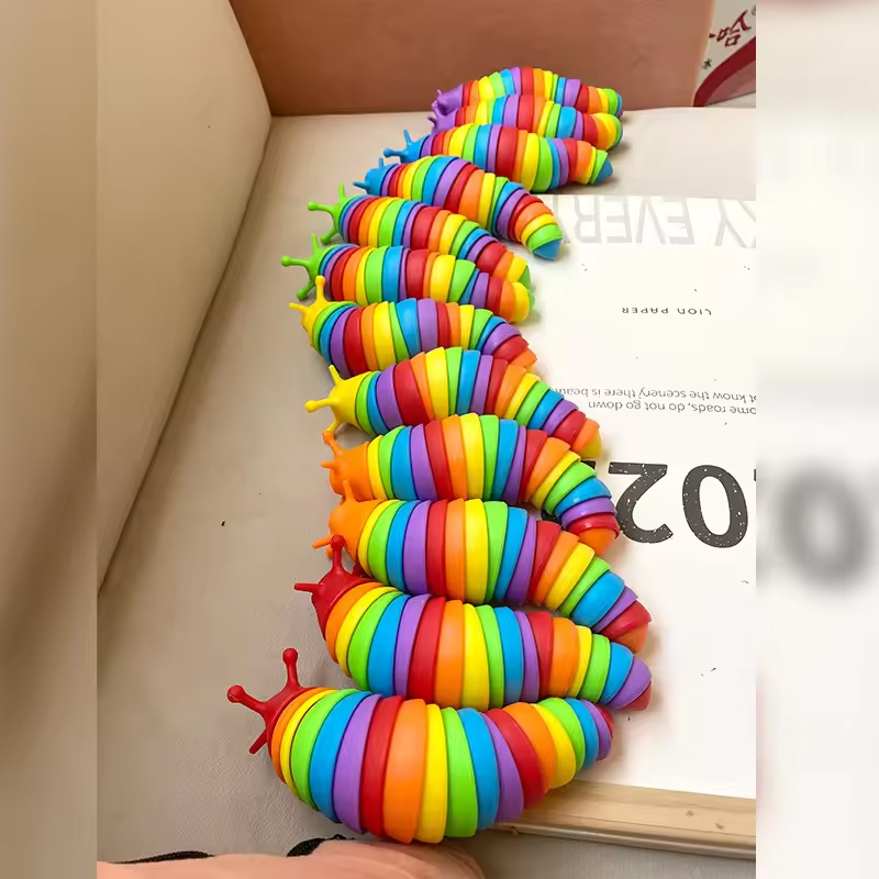 (Shipping from SG) NEW 3D Colorful Transform Caterpillar Fidget Relief ...