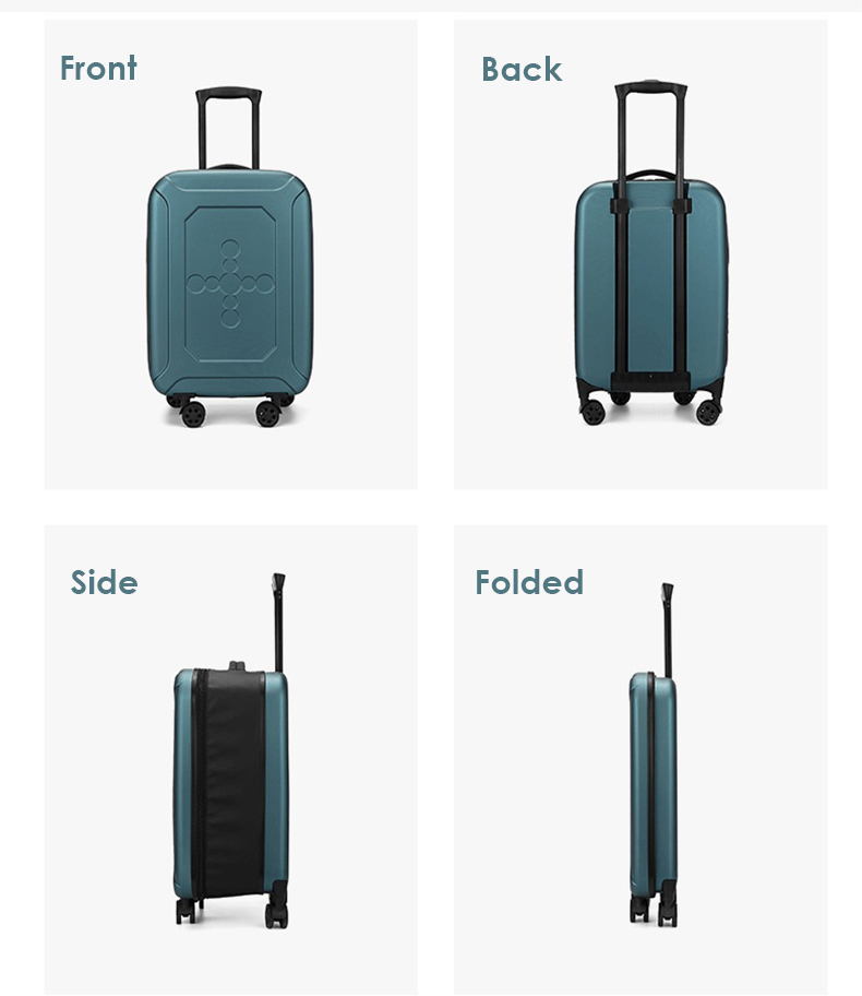 20/24 inch Luggage Folding Suitcase Hard Shell Collapsible Travel ...