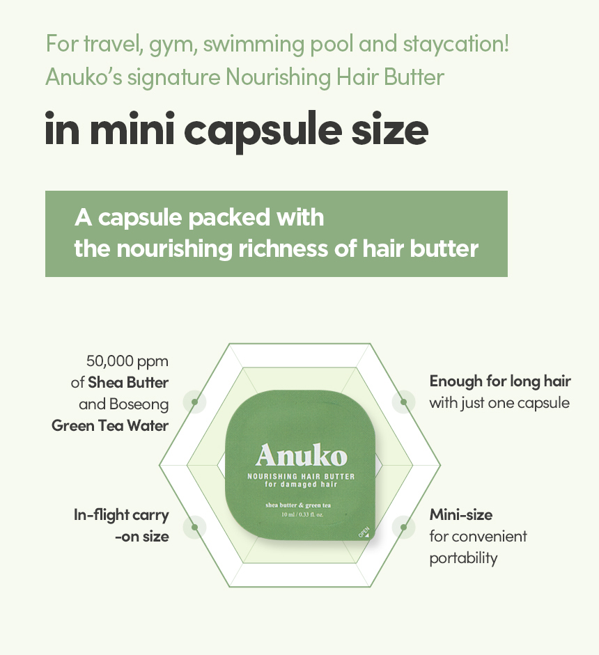 Anuko Nourishing Hair Butter Travel Kit 10ml * 9ea (Hair Mask for ...