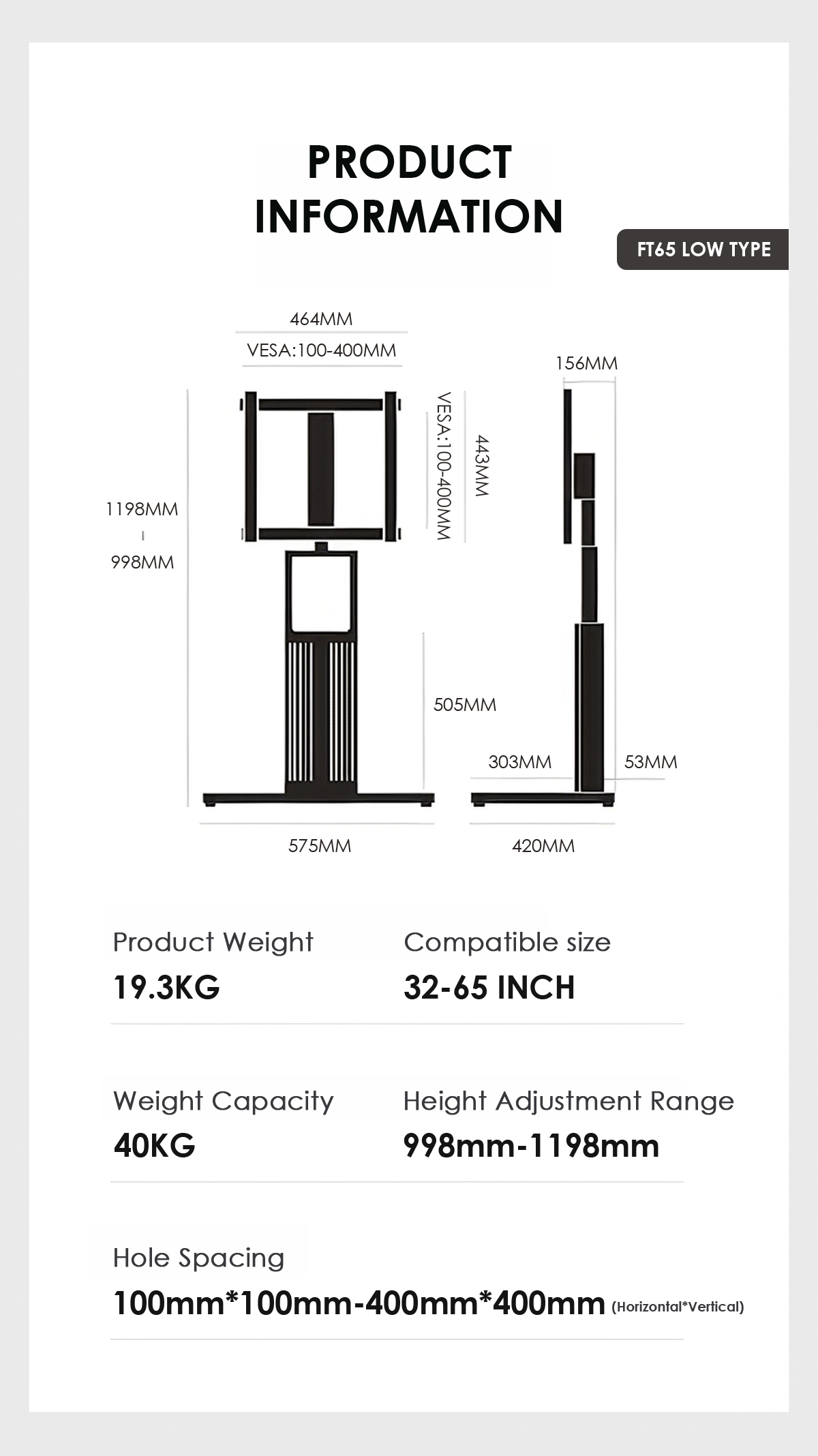 FITUEYES Zen TV Stand FT65 LOW TYPE | 32-65 Inch | Shopee Singapore