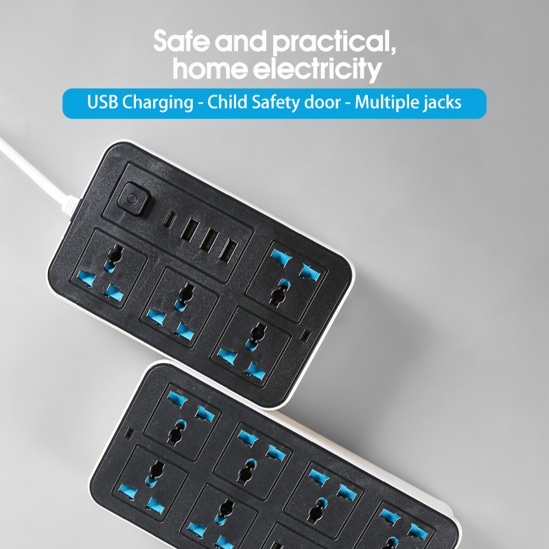 2M UK Power Socket 4 USB Port 4 Universal Power Strip Extension Plug ...