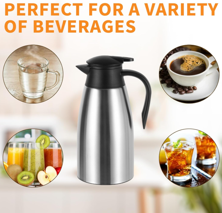 SG】2L Thermal Jug 304 Stainless Steel Thermos Flask Large Capacity ...