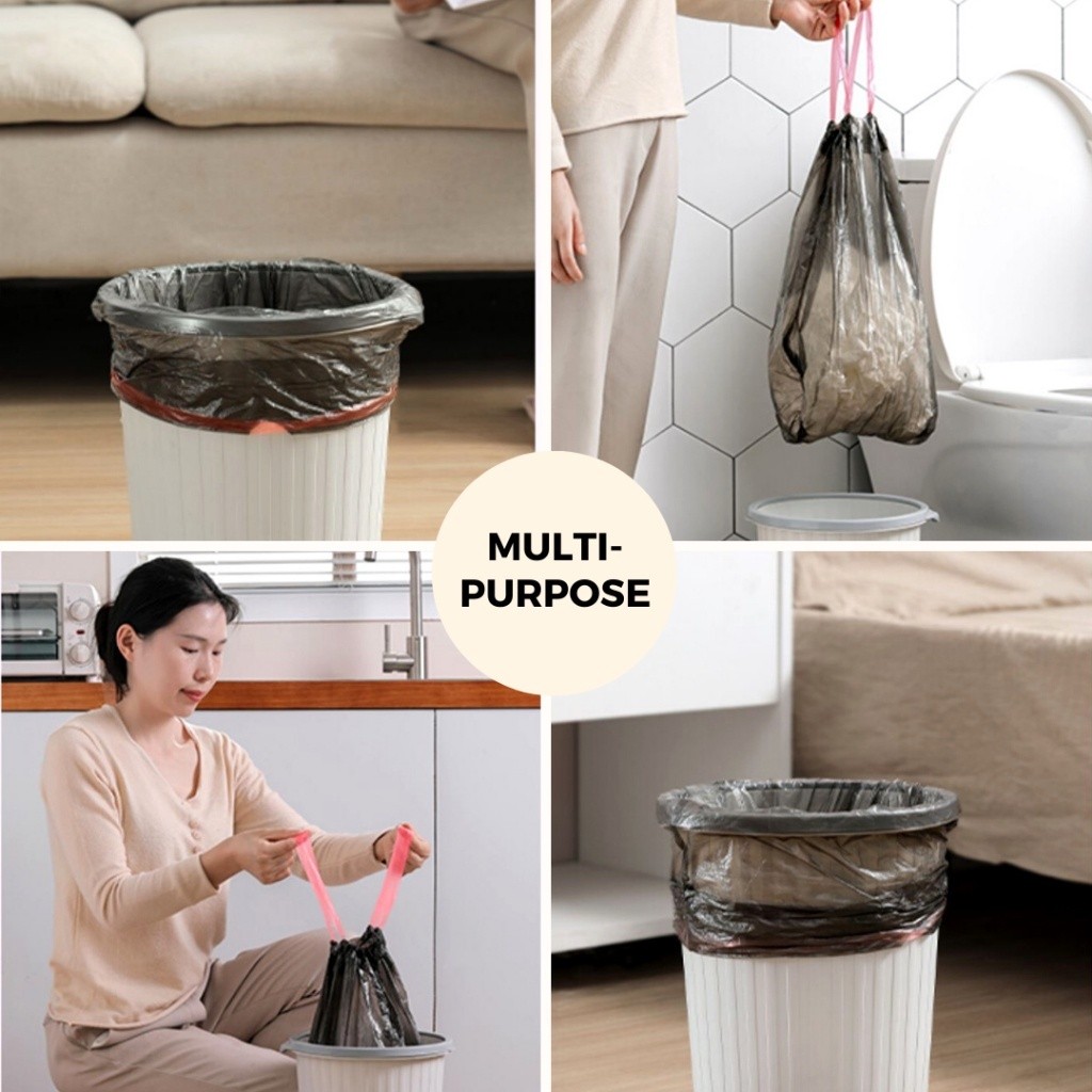 Drawstring garbage bag 75Pcs household portable kitchen garbage bag ...