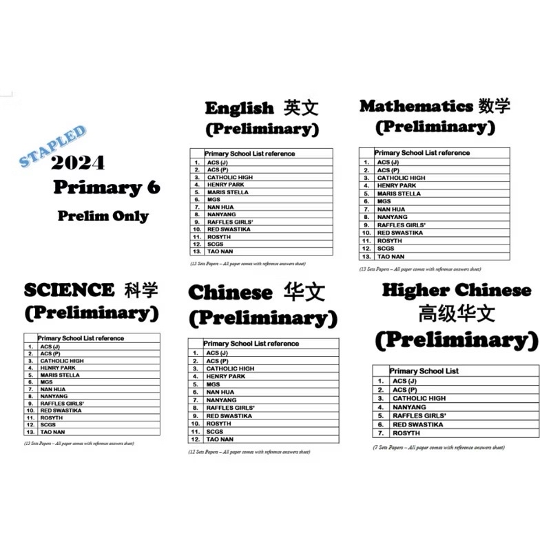 ☀️Ready Stock ☀️2020, 2021, 2022, 2023, 2024 P6 Top School Preliminary ...