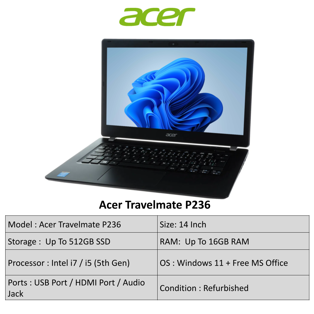 Acer 14 Inch Intel i7 Laptop | 512GB SSD | 16GB RAM | Win 11 + Free MS ...