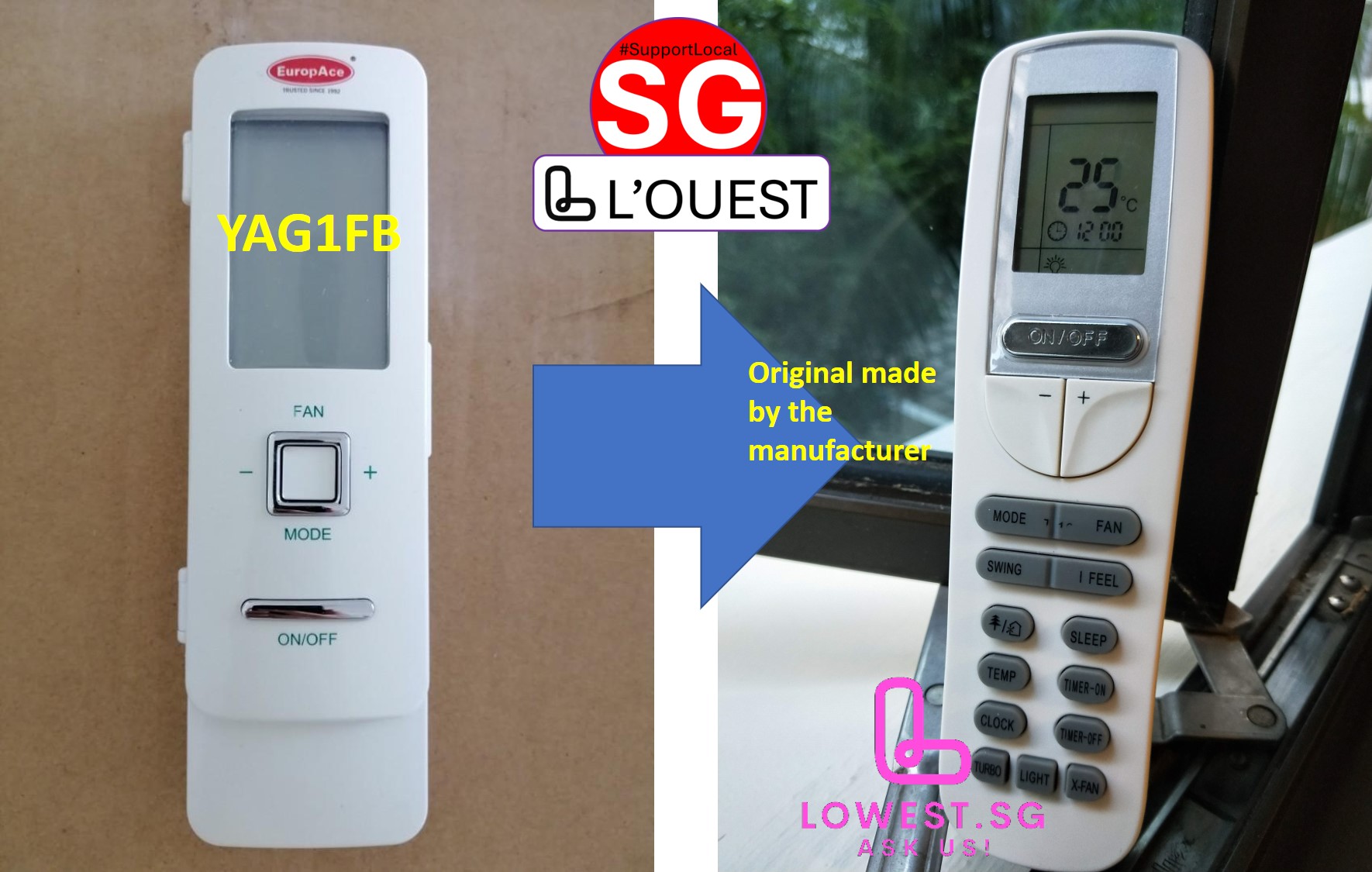 EuropAce YAA1FB YAG1FB Aircon Remote Controller ESAC-M327 | Shopee ...