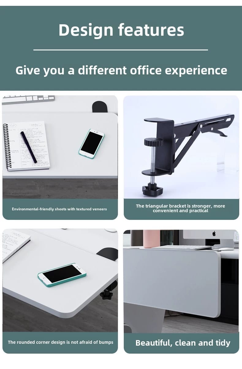 Ergonomic Desk Extension Board – Retractable Table Clamp, Space-Saving ...