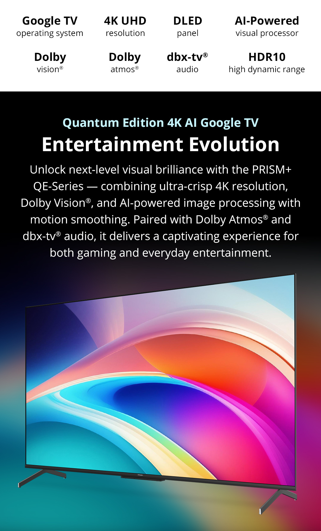 PRISM+ Q55 Quantum Edition | 4K AI Google TV | 55 inch [Delivers in 2-4 ...