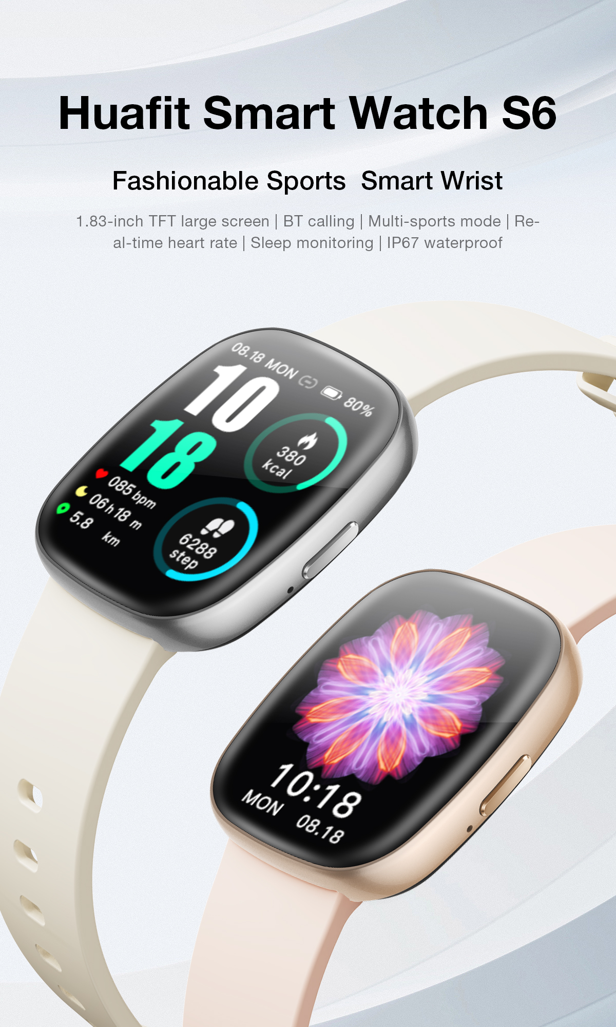 Aolon x Huafit S6 Smart Watch 38mm HD Display Bluetooth Call Sports ...