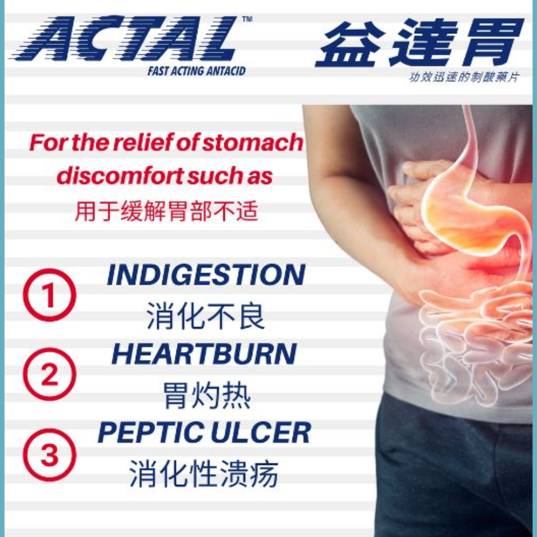 Actal Tab Gastric Pain Heartburn Acid Indigestion Gaviscon Magtasil ...