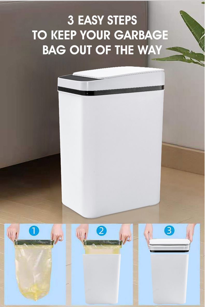 HXR 12L Smart Sensing Garbage Bin Auto Lid Opening Narrow Slit Dustbin ...
